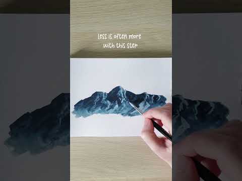 Tutorial | Mountain at Night 🗻 #art #paint #painting #tutorial #gouache #acrylic #howto #howtopaint