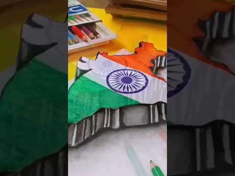 3D India map drawing | India flag drawing | #shorts #independenceday2023 #ytshorts #indiaflagdrawing