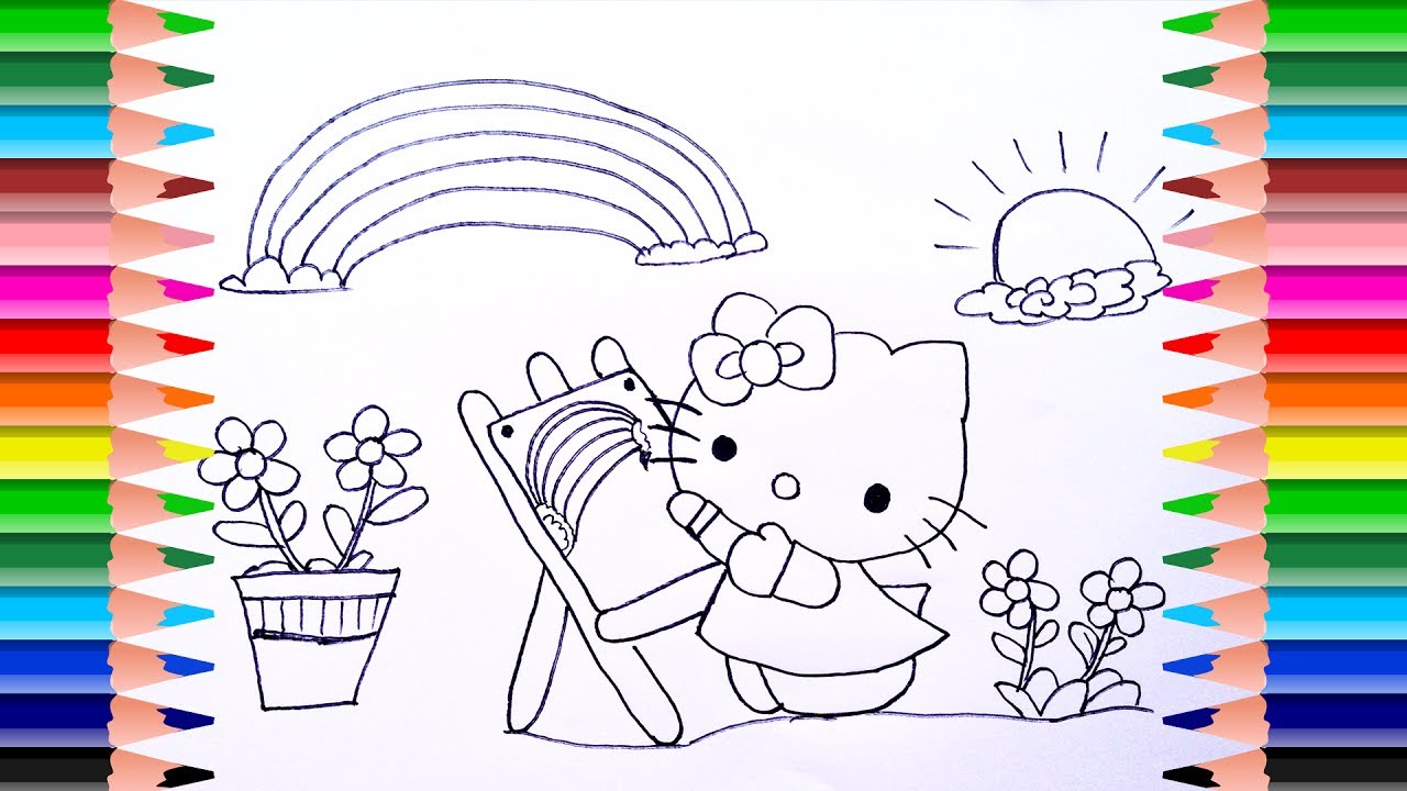 Hello Kitty Painting | Hello Kitty Art | Coloring sheet with Hello Kitty for Kids | Learn Color