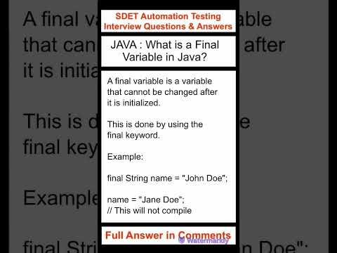 JAVA : What is a Final variable in Java?