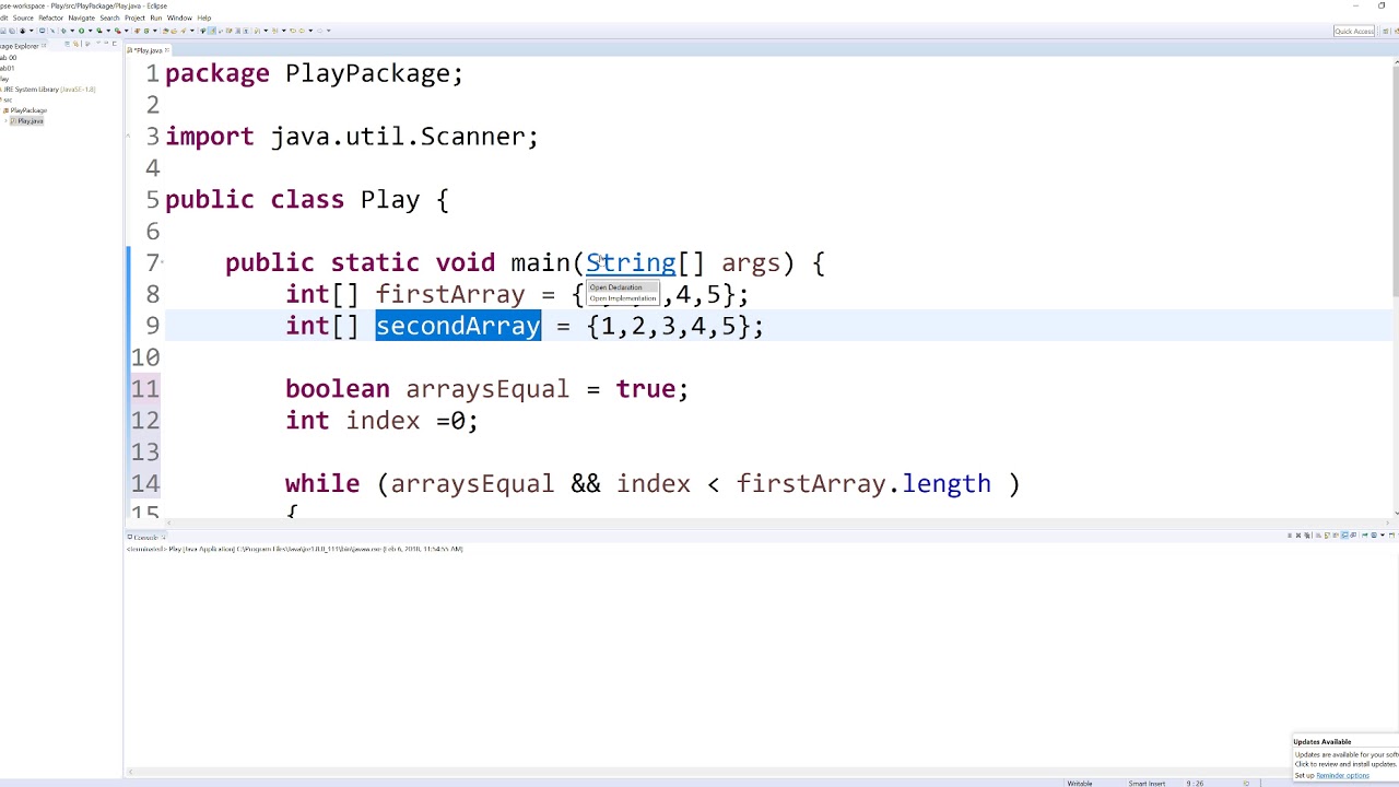 04 Java comparing Arrays