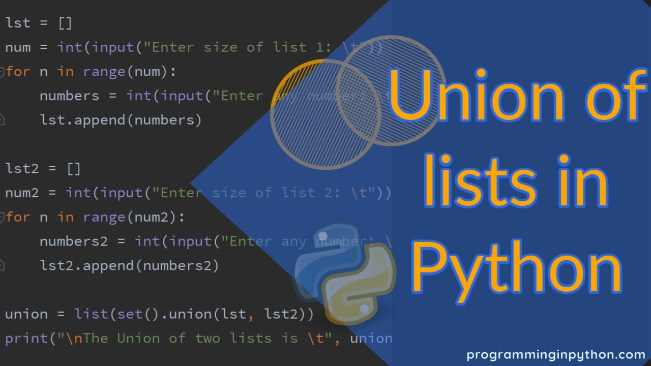 How to find Union of two lists using sets in Python || Programming In Python