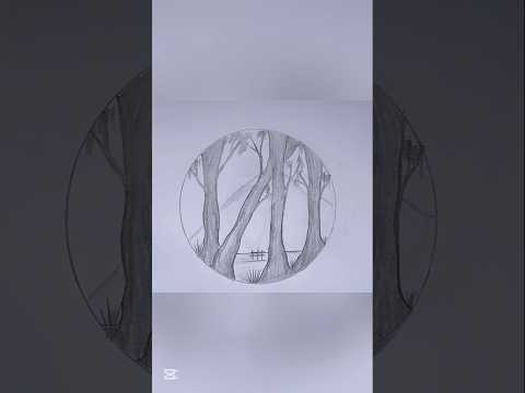 Circle scenery drawing/খুব সহজে পেন্সিল দিয়ে দৃশ্য আঁকা #shorts #draw #art