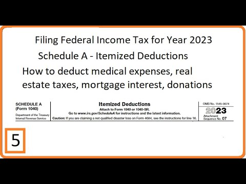 Filing Federal Income Tax 2023 (Part 5); Married Filing Jointly; Schedule A - Itemized Deductions