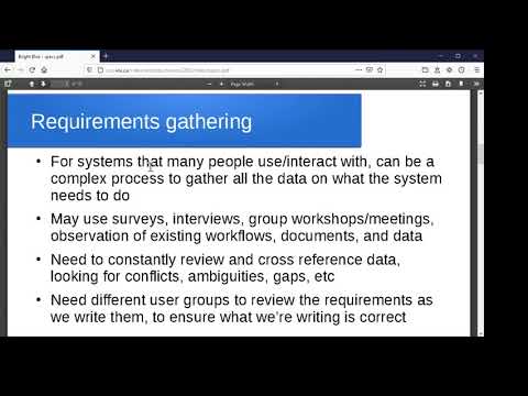 Requirements and specifications