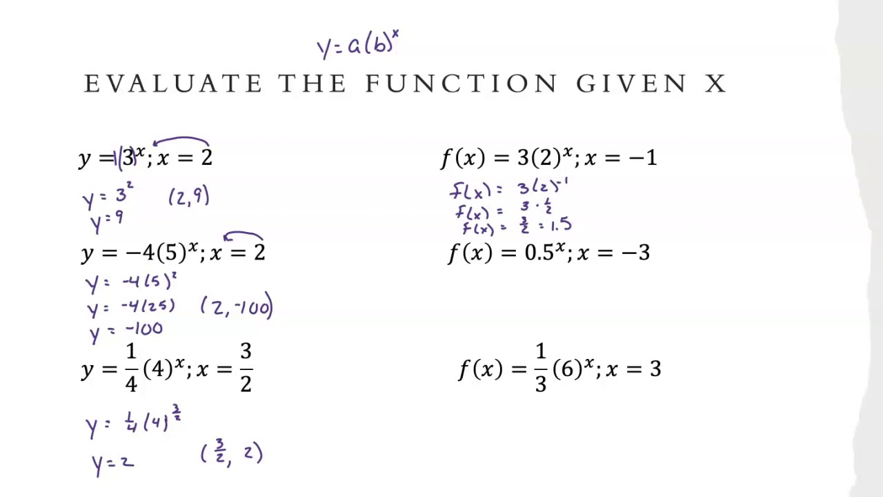 Evaluate the Exponential Function given X