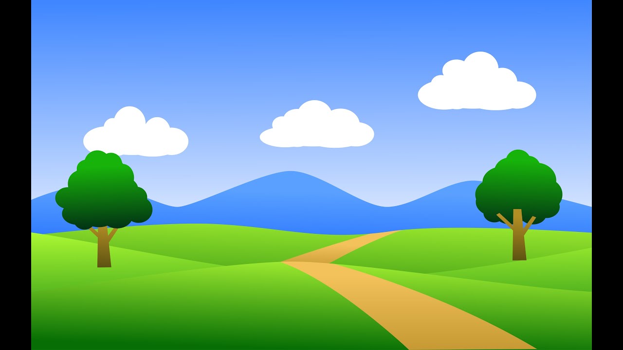 Flat nature scenery in Adobe Illustrator