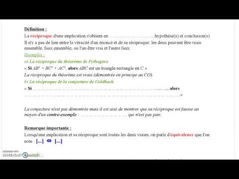 Définition implication + réciproque