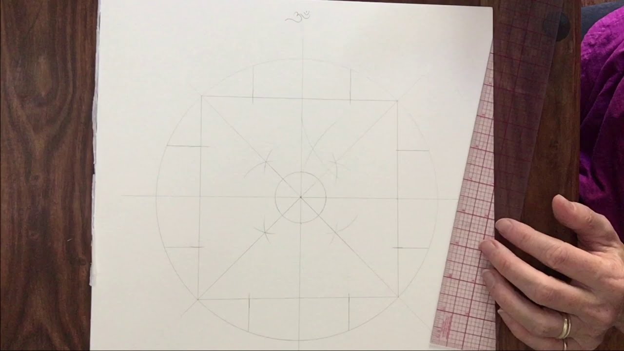 How To Draw The Moon Yantra (Part 1) 16 Petals in the Moon Yantra. [Created Sideways]
