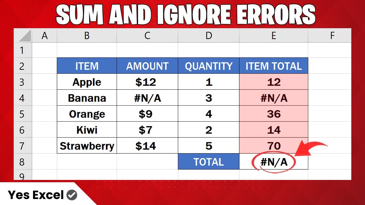 Sum and Ignore Errors in Excel