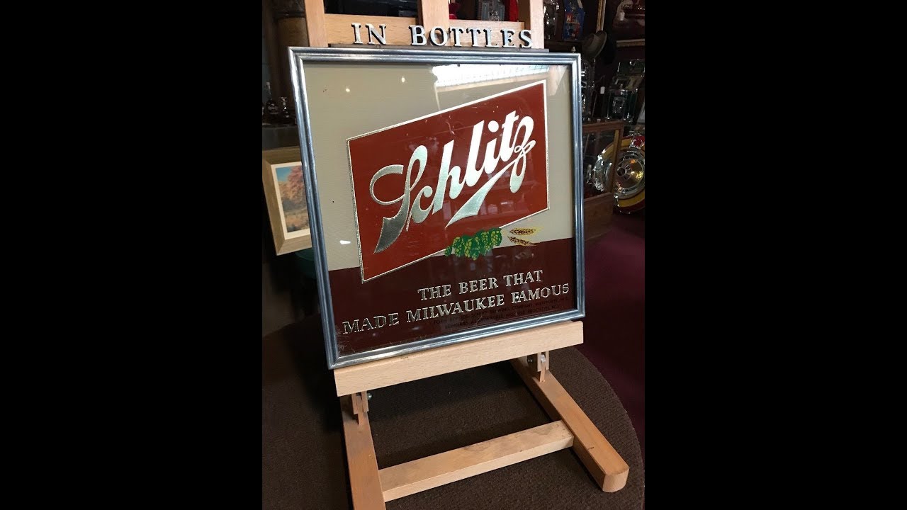 1940's SCHLITZ Beer Reverse Glass Sign SOLD FOR $499