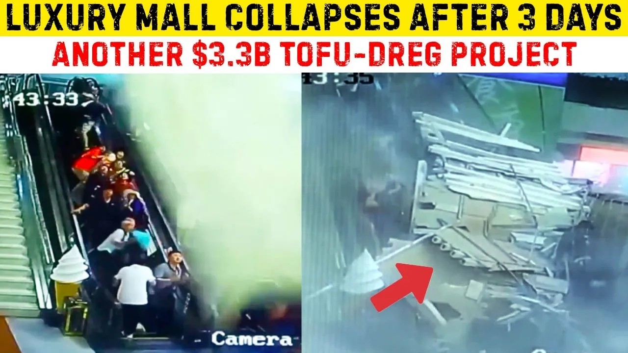 China's Tofu-Dreg DISASTER! Brand New Mall Collapses, Flooding Tunnel and Boiling Street