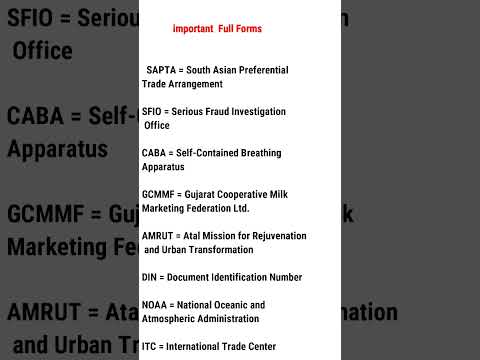 full form of SAPTA SFIO CABA GCMMF AMRUT DIN NOAA ITC