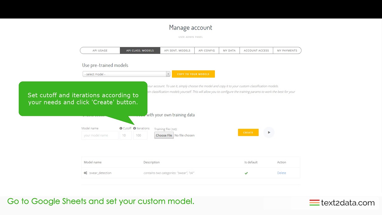 Document classification in Google Sheets