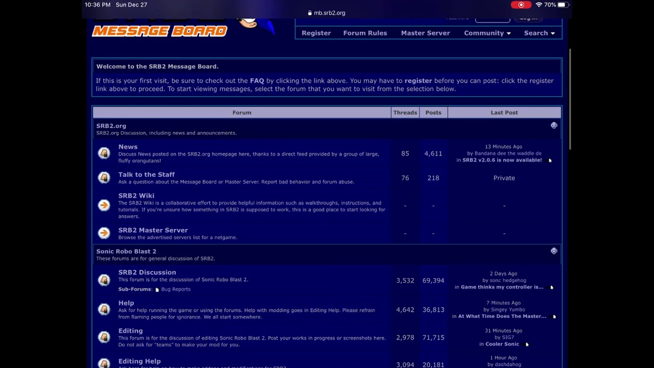 Srb2 message board got fix it *read description plz*