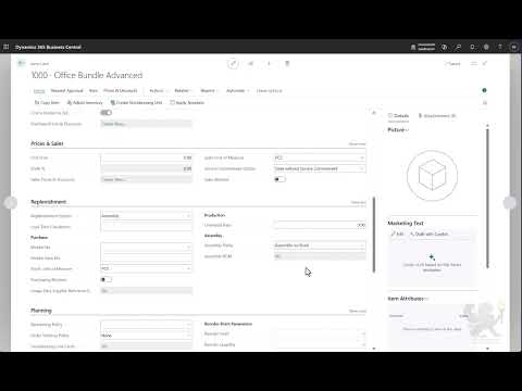 Guide to Setting Up Assembly BOMs in Dynamics 365 Business Central