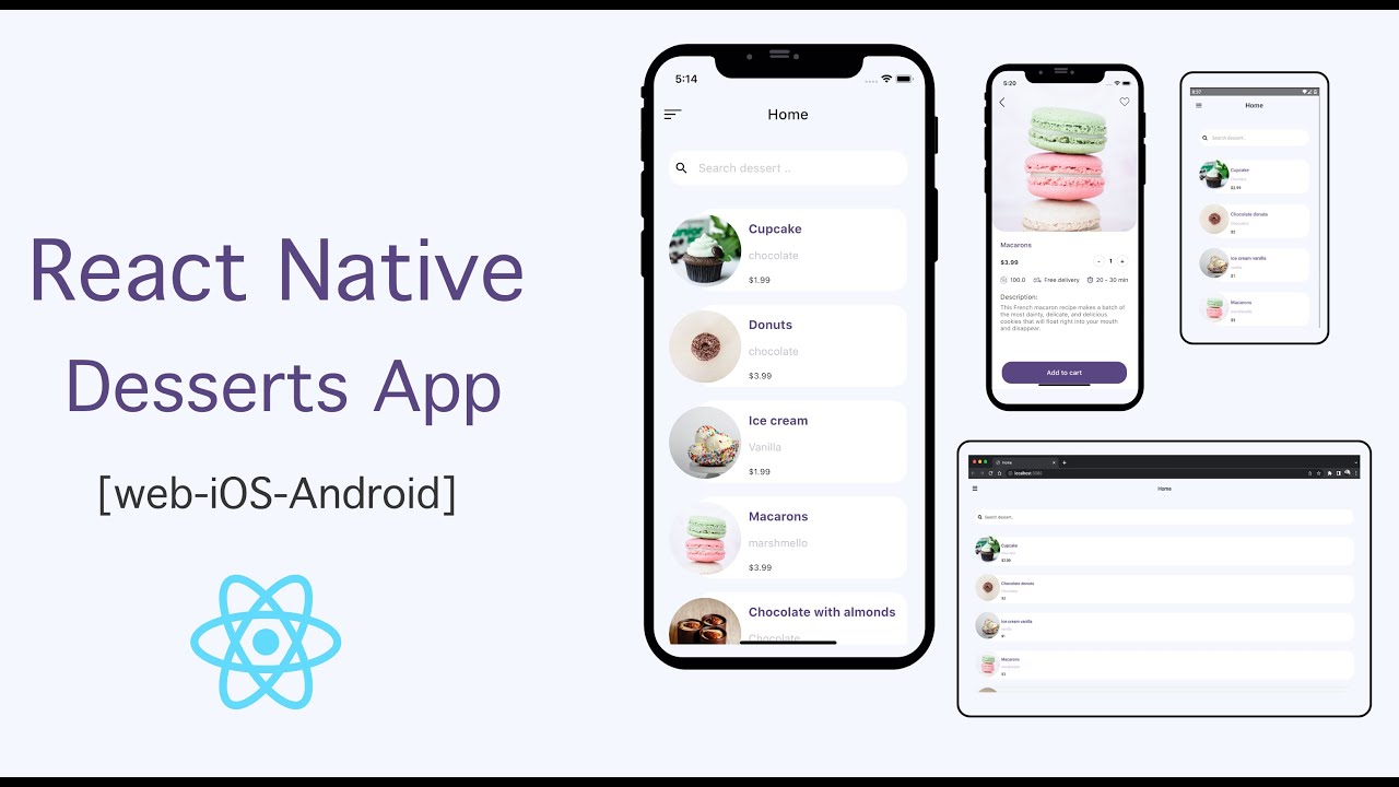 React Native - Speed code - Dessert App UI Using React Native Example - Learn once, write anywhere