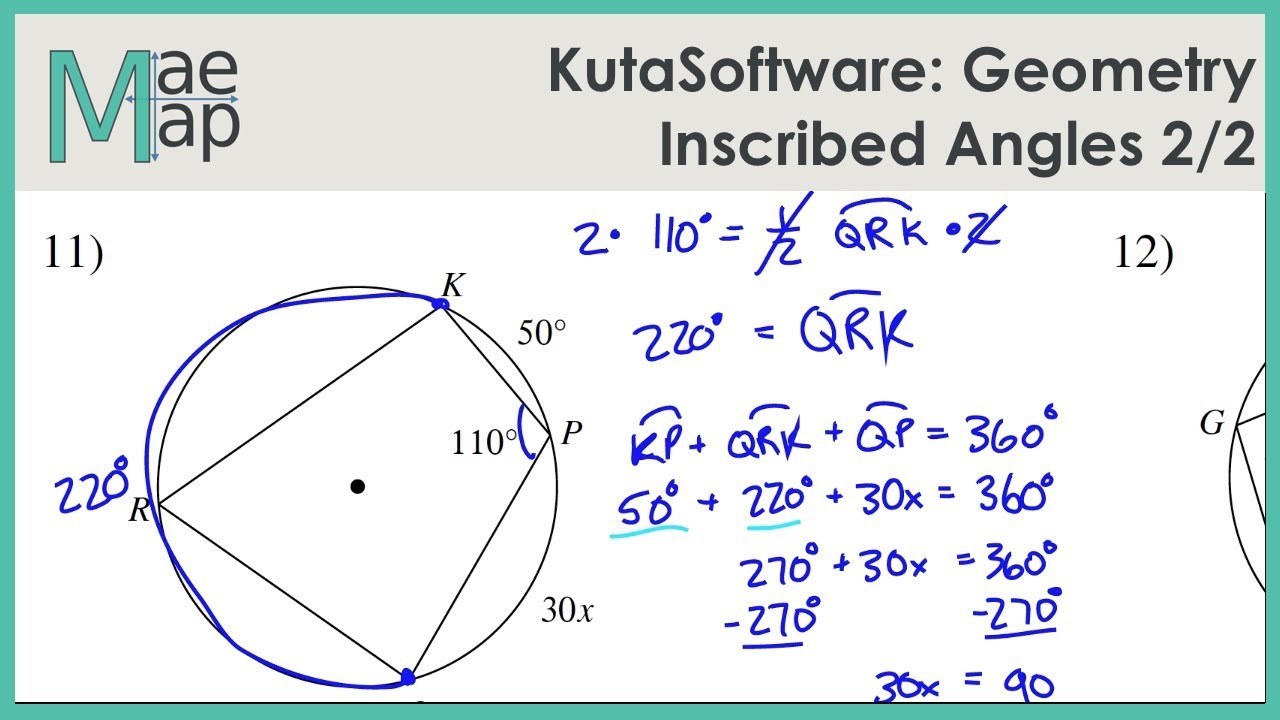 KutaSoftware: Geometry-  Inscribed Angles Part 2