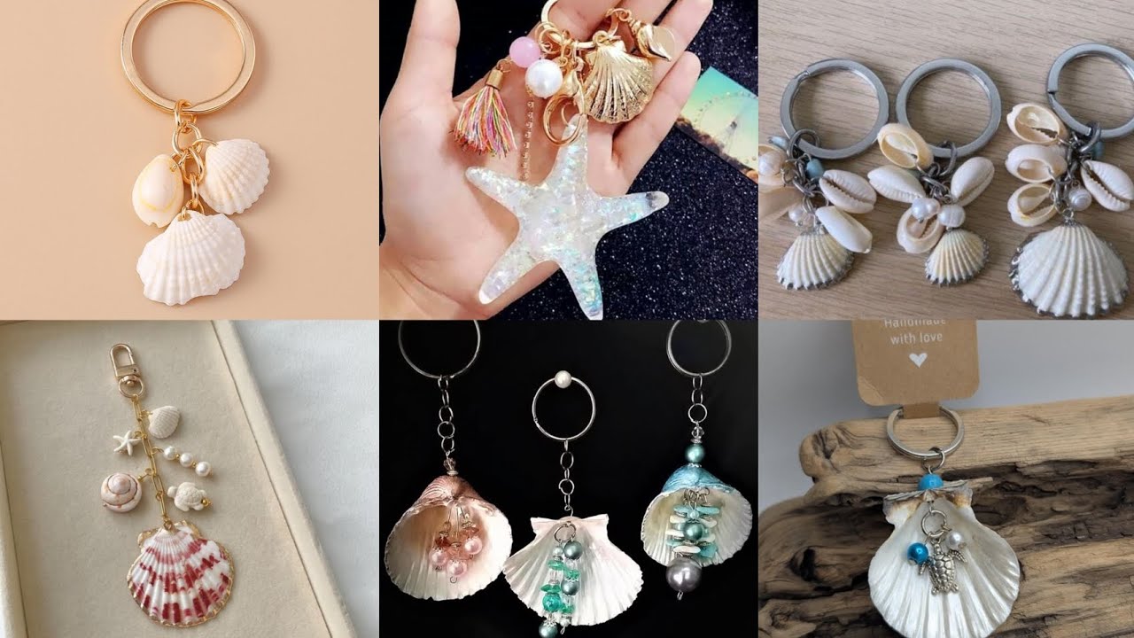 Sea Shell Keychains diy Ideas | Aesthetic DIY Keychain Craft @myartworld-n 