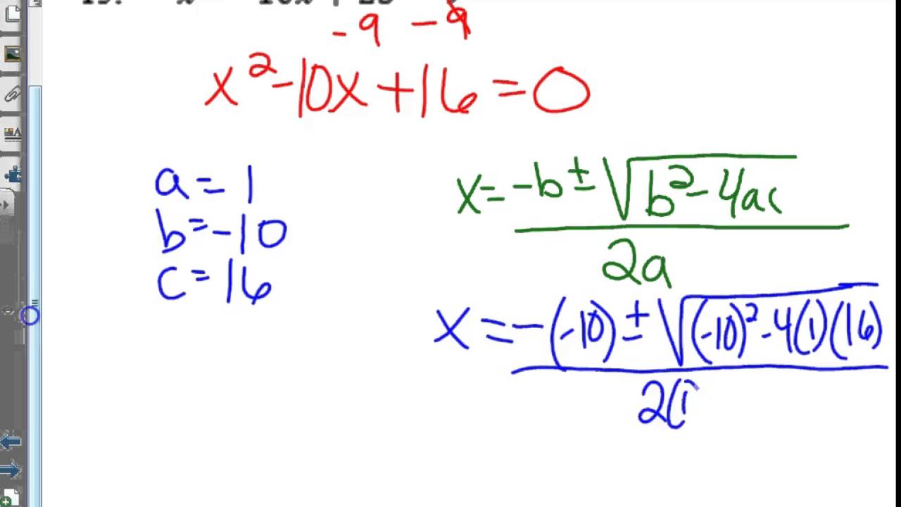 Algebra Unit 9 Study Guide Part 1