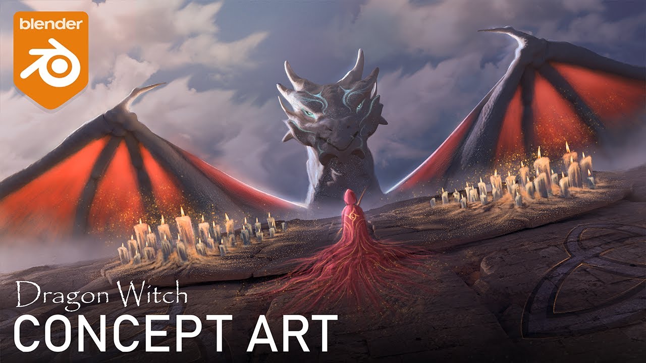 Concept Art in Blender (Dragon Art) - Process | Blender 2.9 | Photoshop