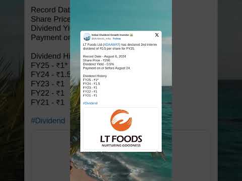 LT Foods Ltd has declared 2nd interim dividend for FY25. (July 2024) #StockMarket #Dividend #Shorts