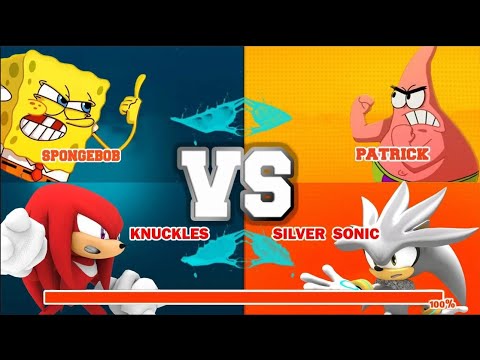 Super Brawl Mugen 2 vs 2 - Patrick and Silver Sonic vs Spongebob and Knuckles