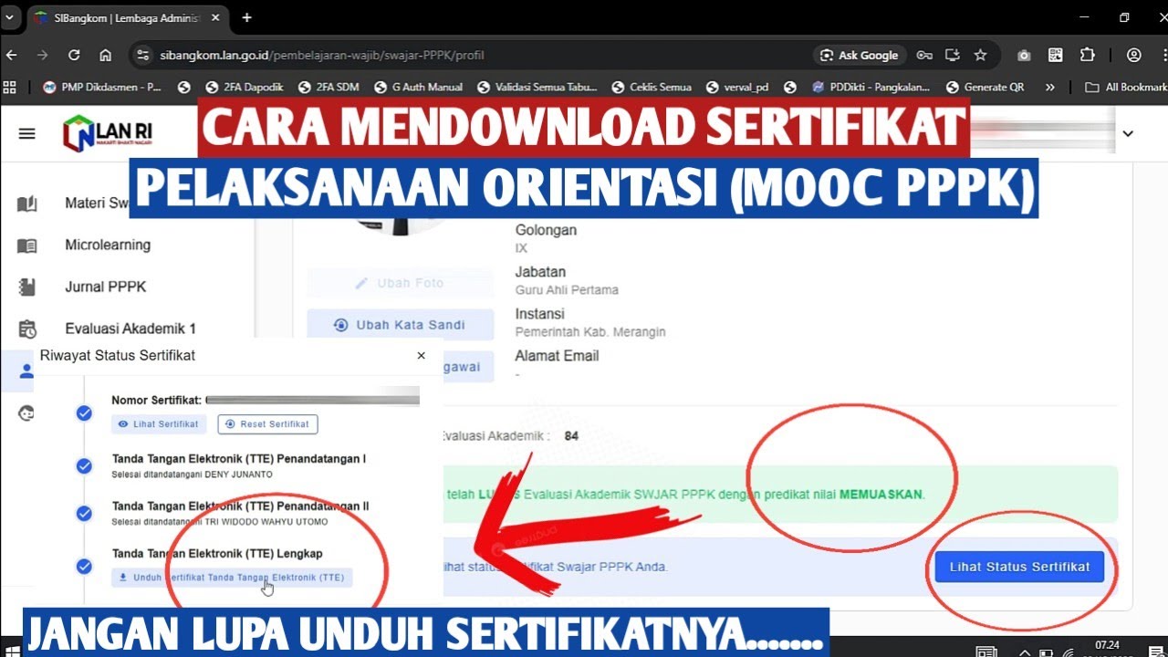 CARA MENDOWNLOAD SERTIFIKAT MOOC (ORIENTASI) PPPK DI APLIKASI SWAJAR PPPK