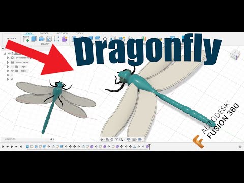 Design a simple dragonfly with Fusion360