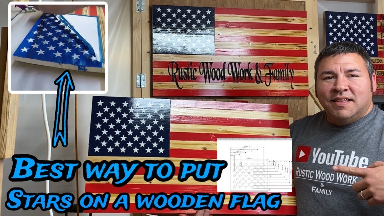 How to put stars on American wooden flags|diy step by step. How to make money creating Star stencils