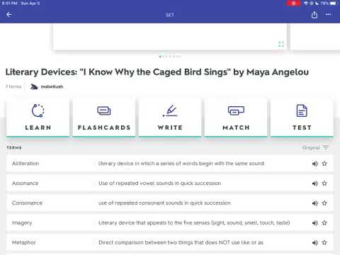 Video 7: Master the Literary Terms on Quizlet