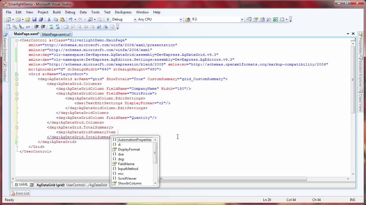Silverlight Grid - Calculate Custom Summaries