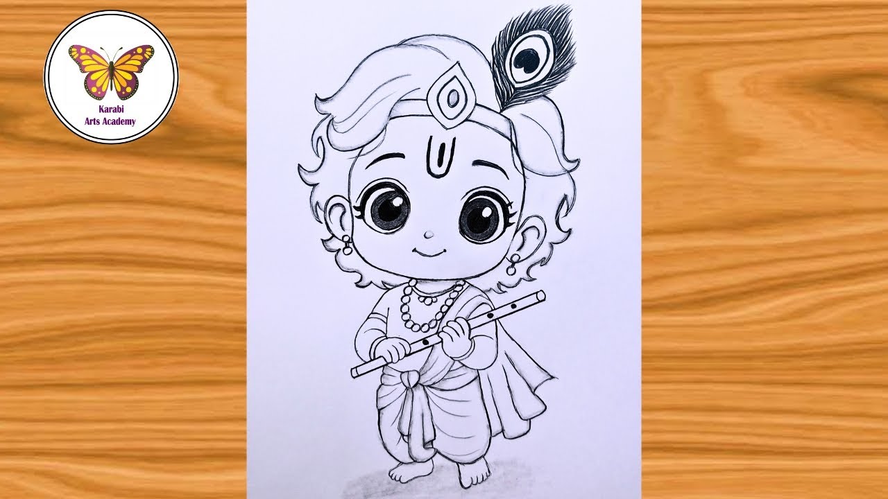 Little krishna drawing| bhagwan drawing| chitra