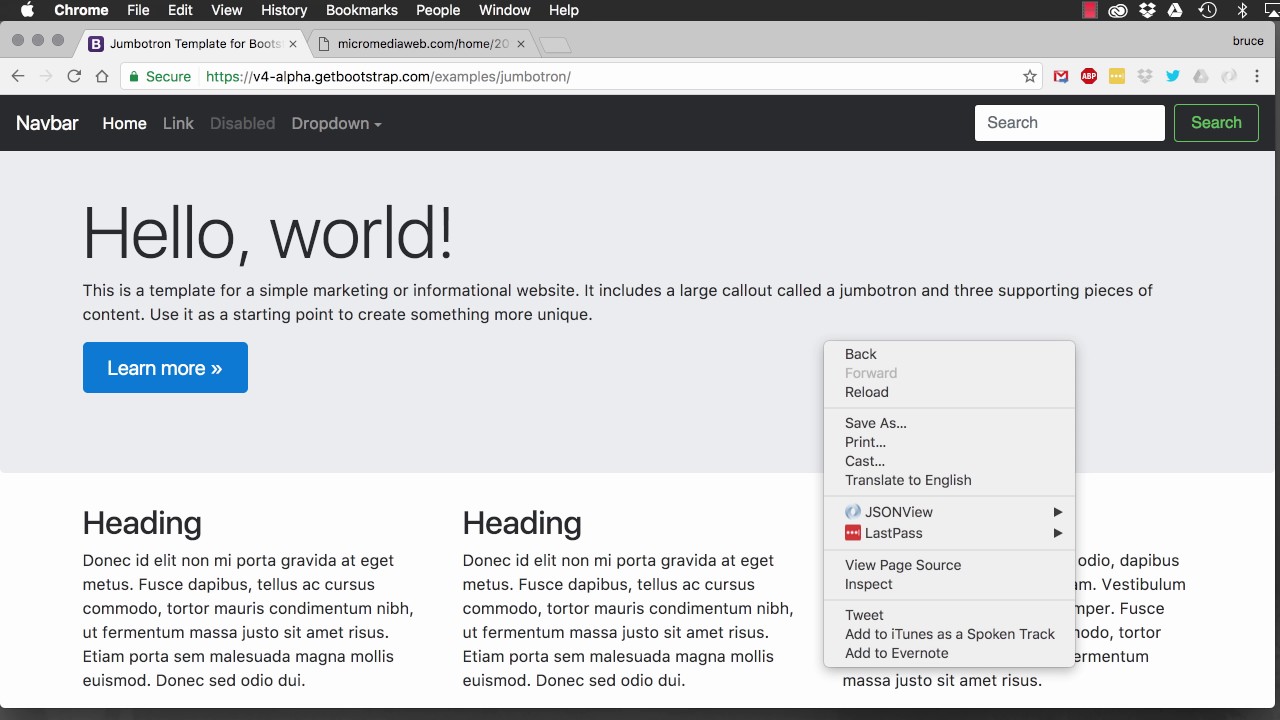 5. Bootstrap 4 Example Templates