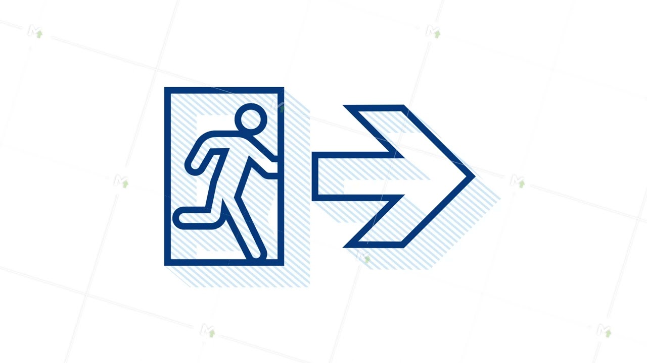 Emergency exit sign. Protection symbol. Fire icon. Motion graphics.