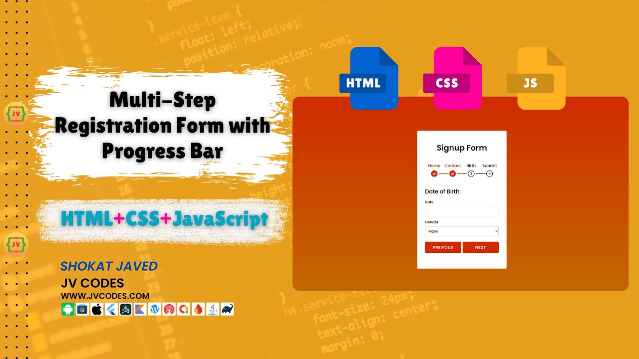 How to Create a Multi Step Registration Form with Progress Bar #html #css #javascript