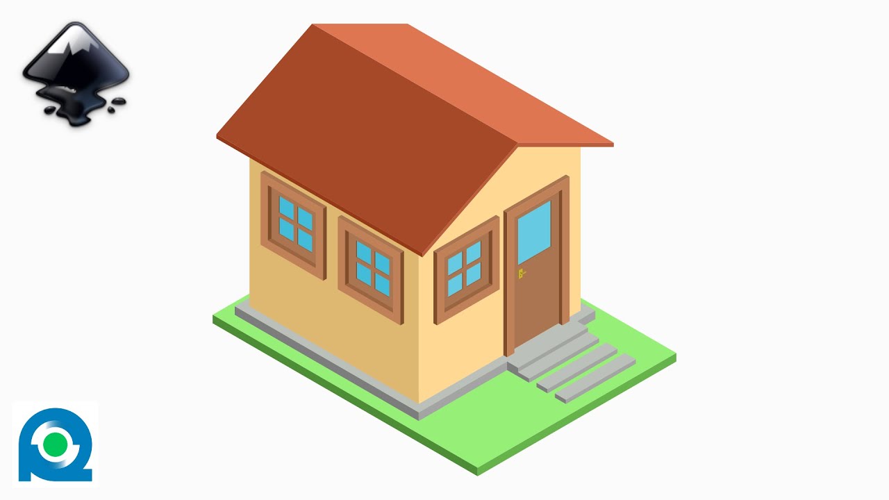 Inkscape Tutorial - House Isometric Vector Drawing Time Lapse