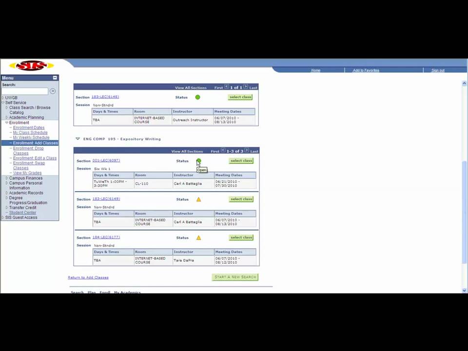 How to Add a Course (SIS at UW-Green Bay)