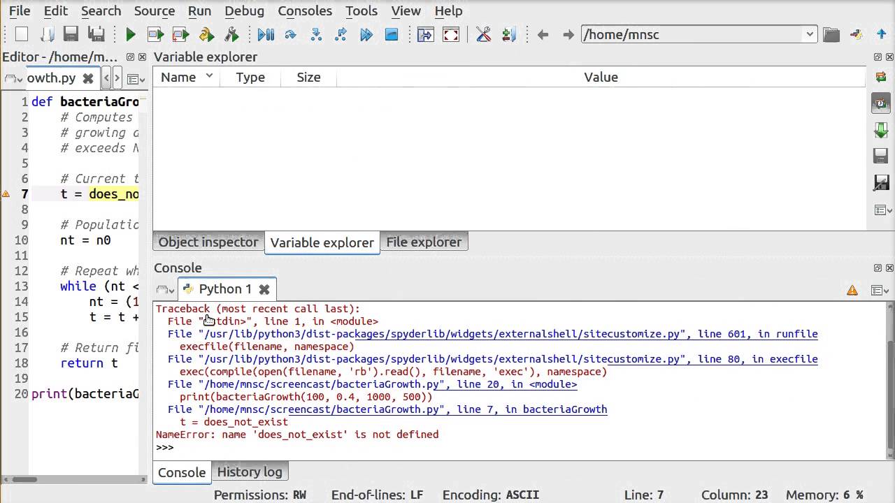 Using the debugger (Python)