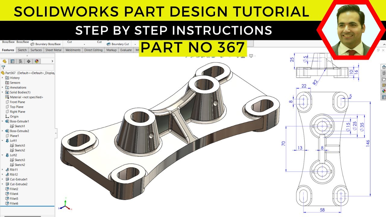 SolidWorks Part Design Tutorial | Precision Modeling Techniques | Part No 367