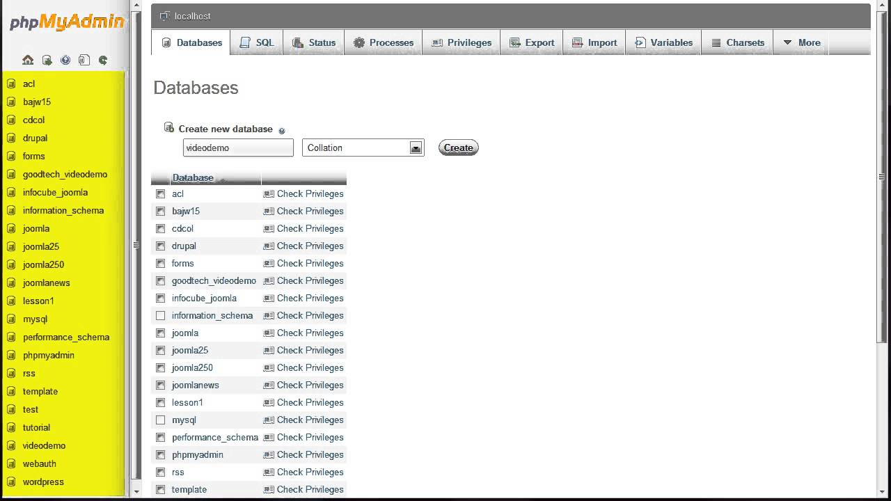 Joomla 2.5 Tutorial (HD) - Lesson 7 - Database ~ phpMyAdmin