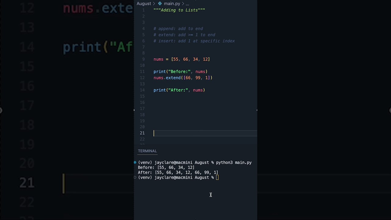 Python 3 | List Essentials, how to add items!  #coding #programming #python