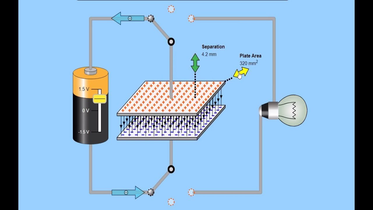 Capacitor Construction and Working Animation- Parallel Plate Capacitor- Charging & Discharging- PhET
