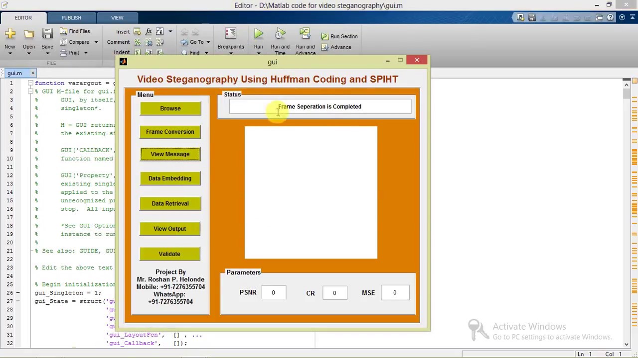 Video Steganography using Matlab Project with Source Code