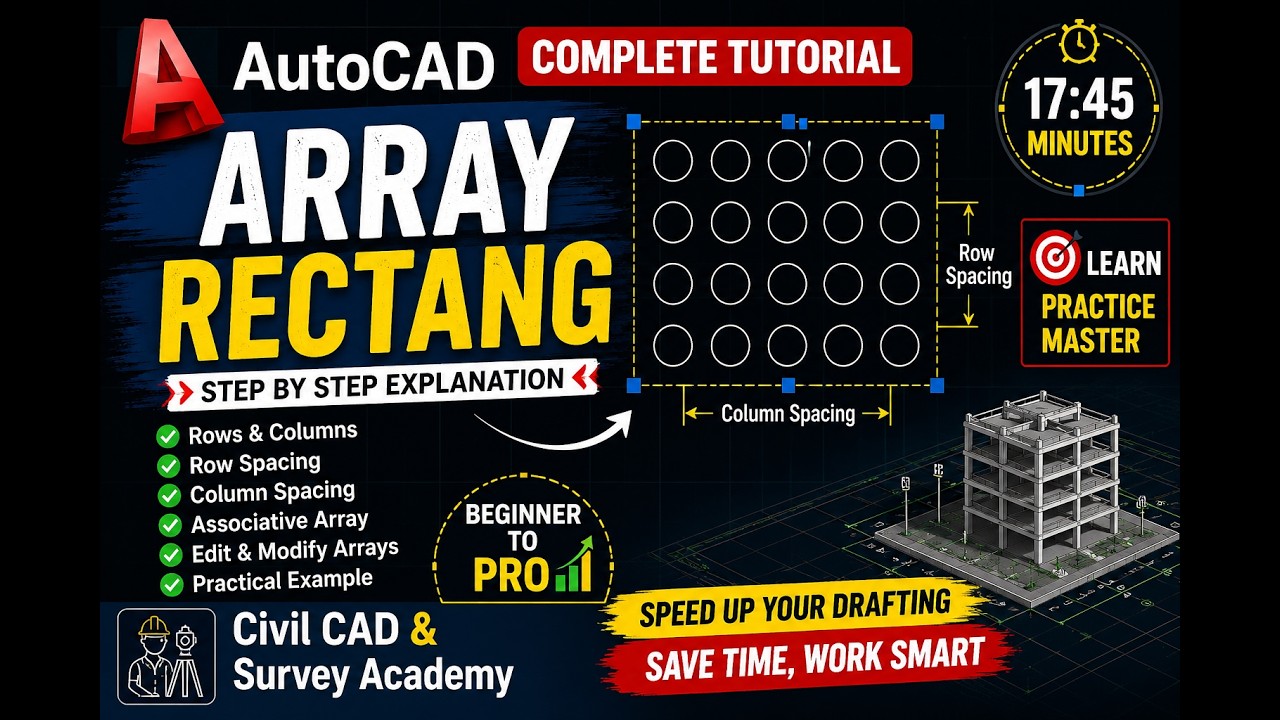 AutoCAD ARRAY RECTANG Command Tutorial | Complete Rectangular Array Masterclass for Beginners