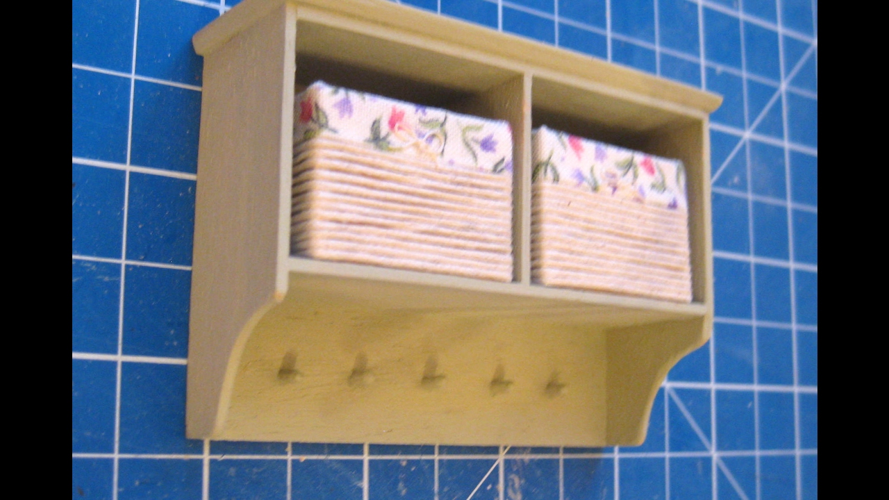 1/12th Scale Dolls' House Wall Shelf with Storage Baskets Tutorial