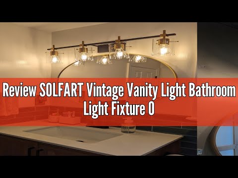 Review SOLFART Vintage Vanity Light Bathroom Light Fixture Over Mirror for Bath Glass Shade Light Bl