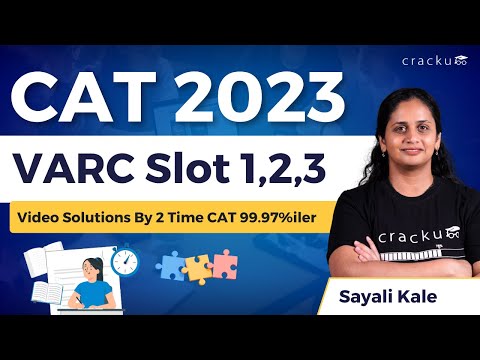 CAT 2023 VARC Slot-1, 2 & 3 π₯ Complete Video Solutions With Detailed Explantion By Sayali Ma'am