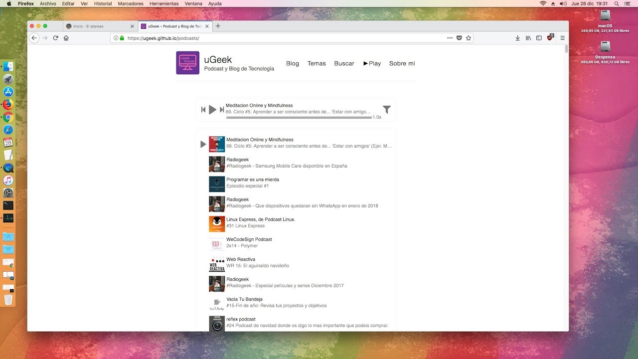 Play: Un fabuloso y libre reproductor web de Podcasts by uGeek y Atareao