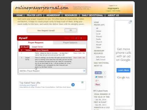 OnlinePrayerJournal.com Prayer Table Set-up Tutorial / Instructional Video